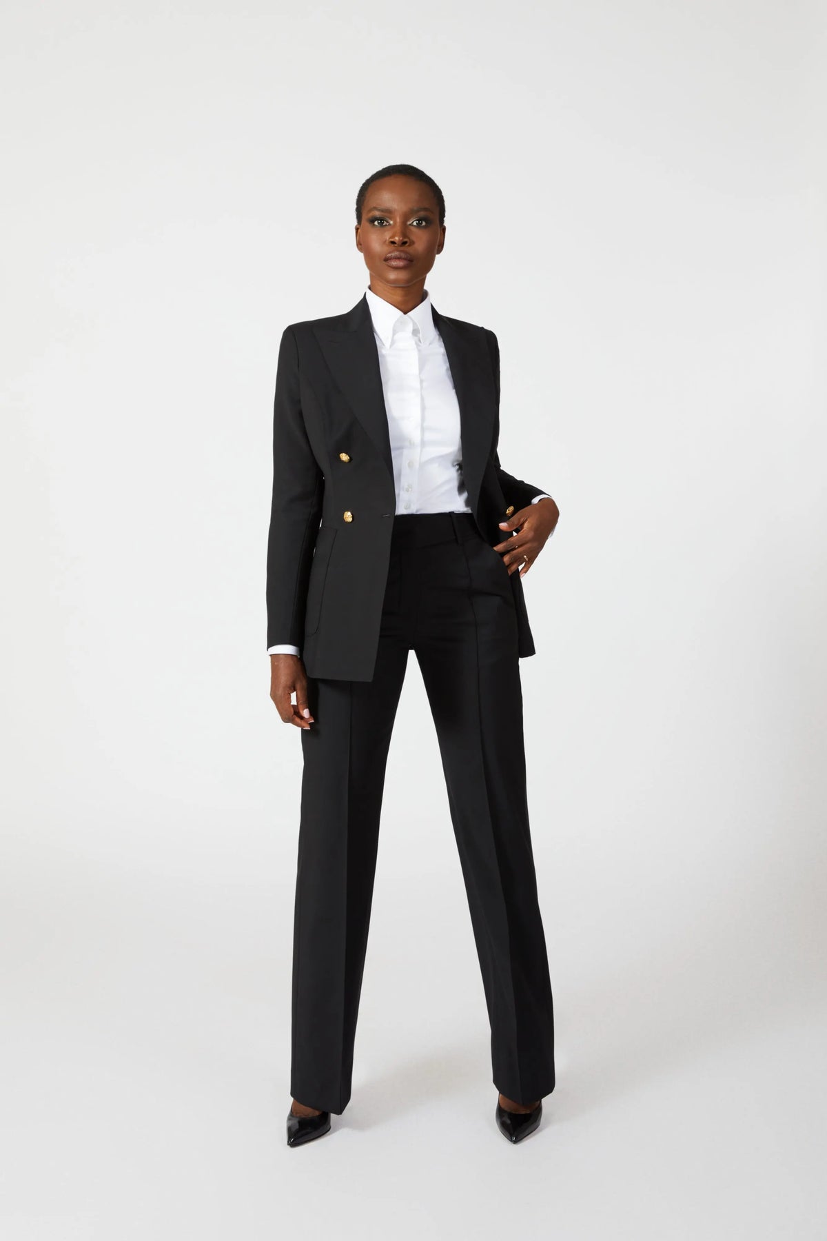 Lilith Double Breasted Suit with Gold Buttons - Alexandra Dobre