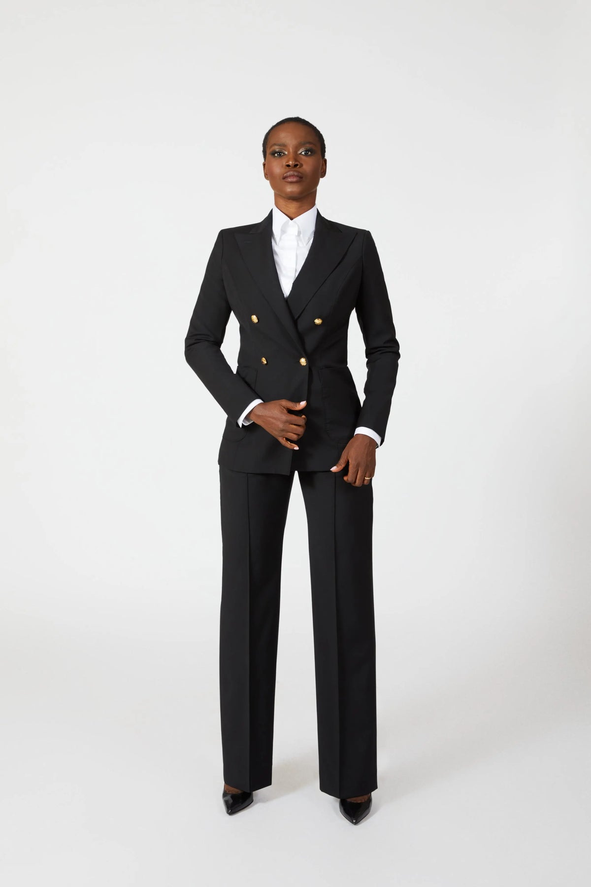 Lilith Double Breasted Suit with Gold Buttons - Alexandra Dobre